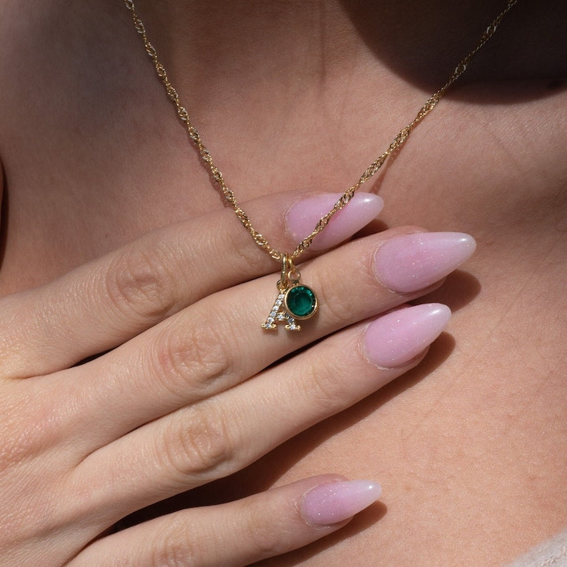 Diamond Initial Birthstone Necklace – TheCustomGoodsCo