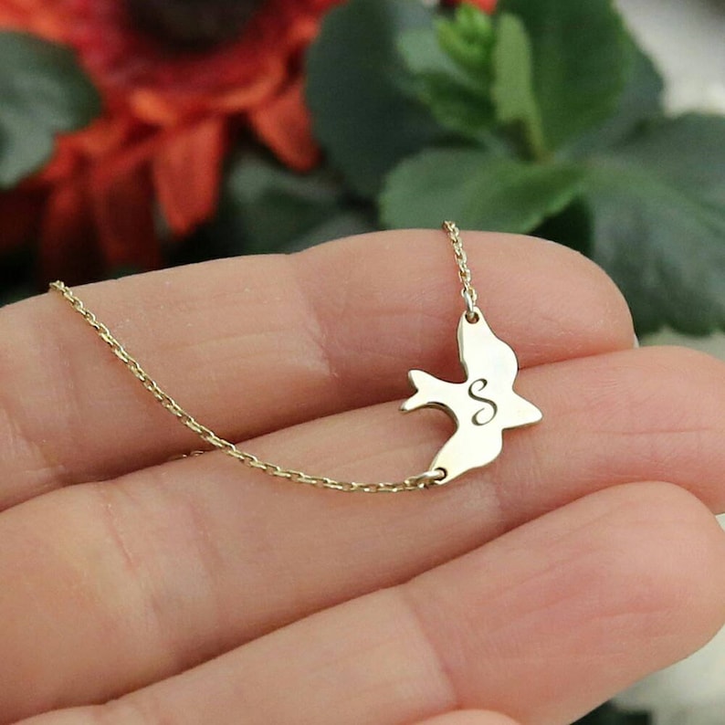 Personalized Dove With Initial Sideways Necklace – TheCustomGoodsCo